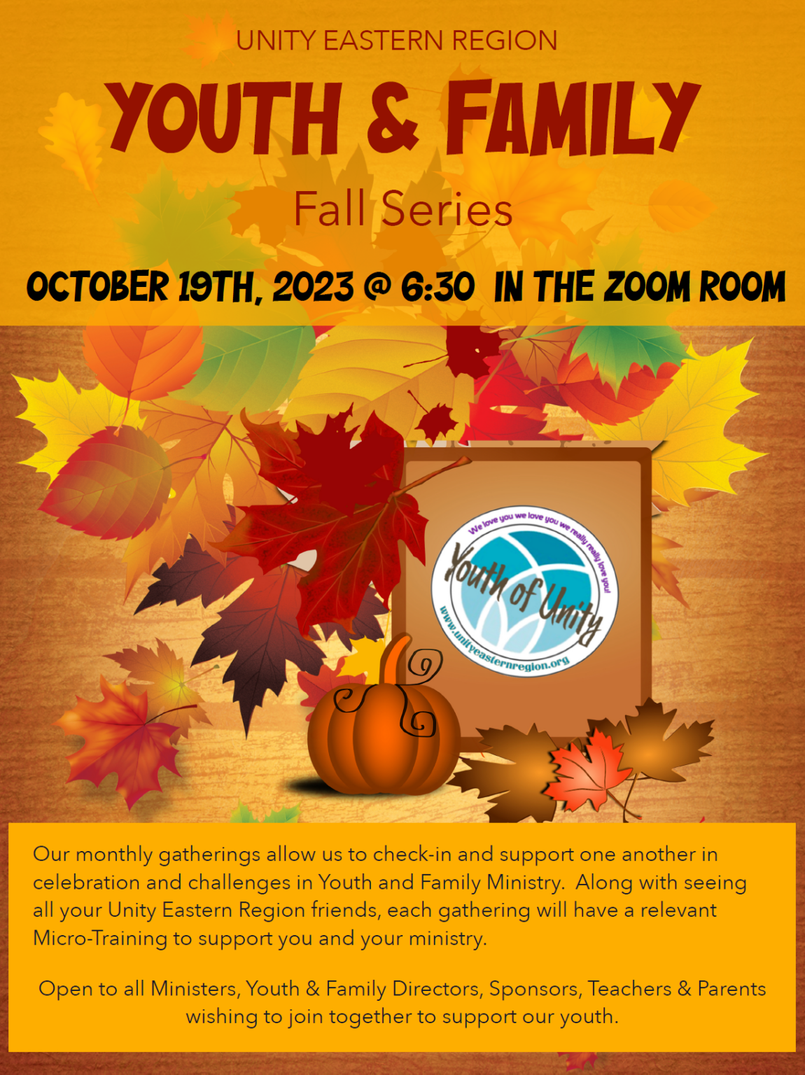 Youth & Family Fall Series – October 2023 – Unity Eastern Region